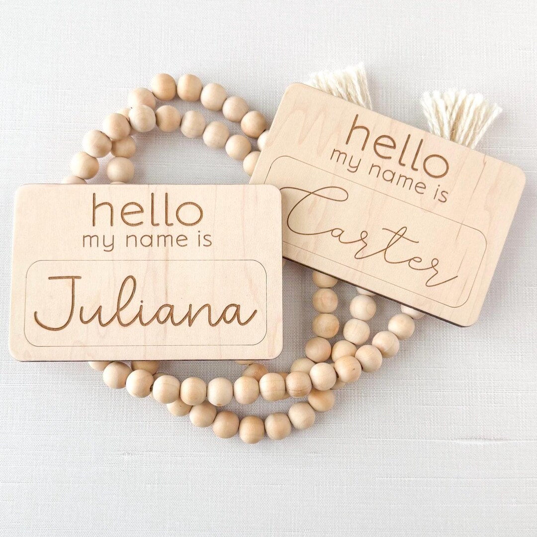 Hello My Name is Baby Birth Announcement Sign | Custom Wooden Nursery ...