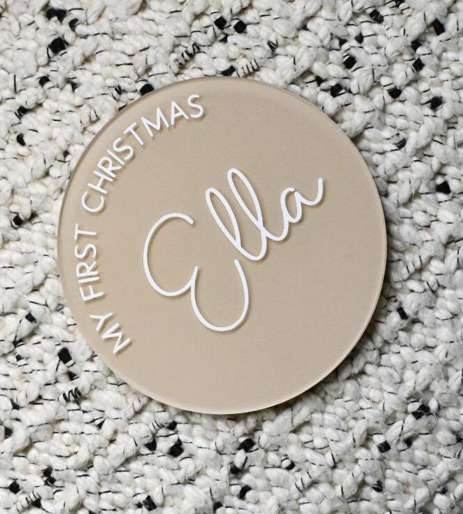 Baby’s First Christmas Acrylic Round Sign,personalized Christmas Sign ...
