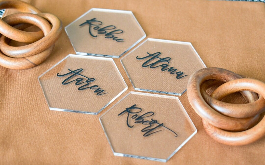 Acrylic Hexagon Placards Table Decor Wedding Table Decor Table Placards ...