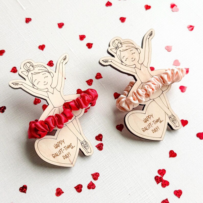 Wood Ballerina Valentines Day Scrunchie Holder | Girls Party Favor ...