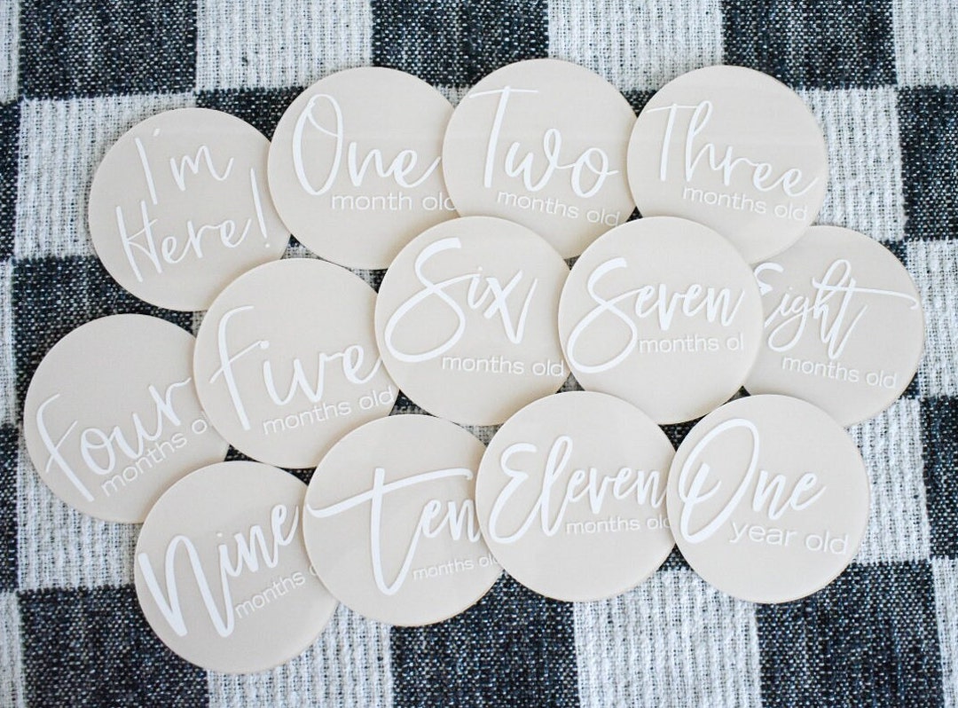 Acrylic Baby Milestones Monthly Baby Milestone Rounds Newborn Photo ...