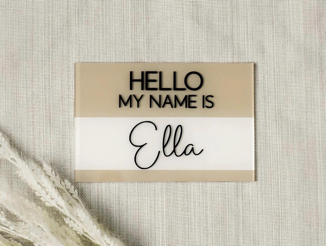 Hello My Name is Newborn Acrylic Sign, Baby Nursery Decor,baby Name ...