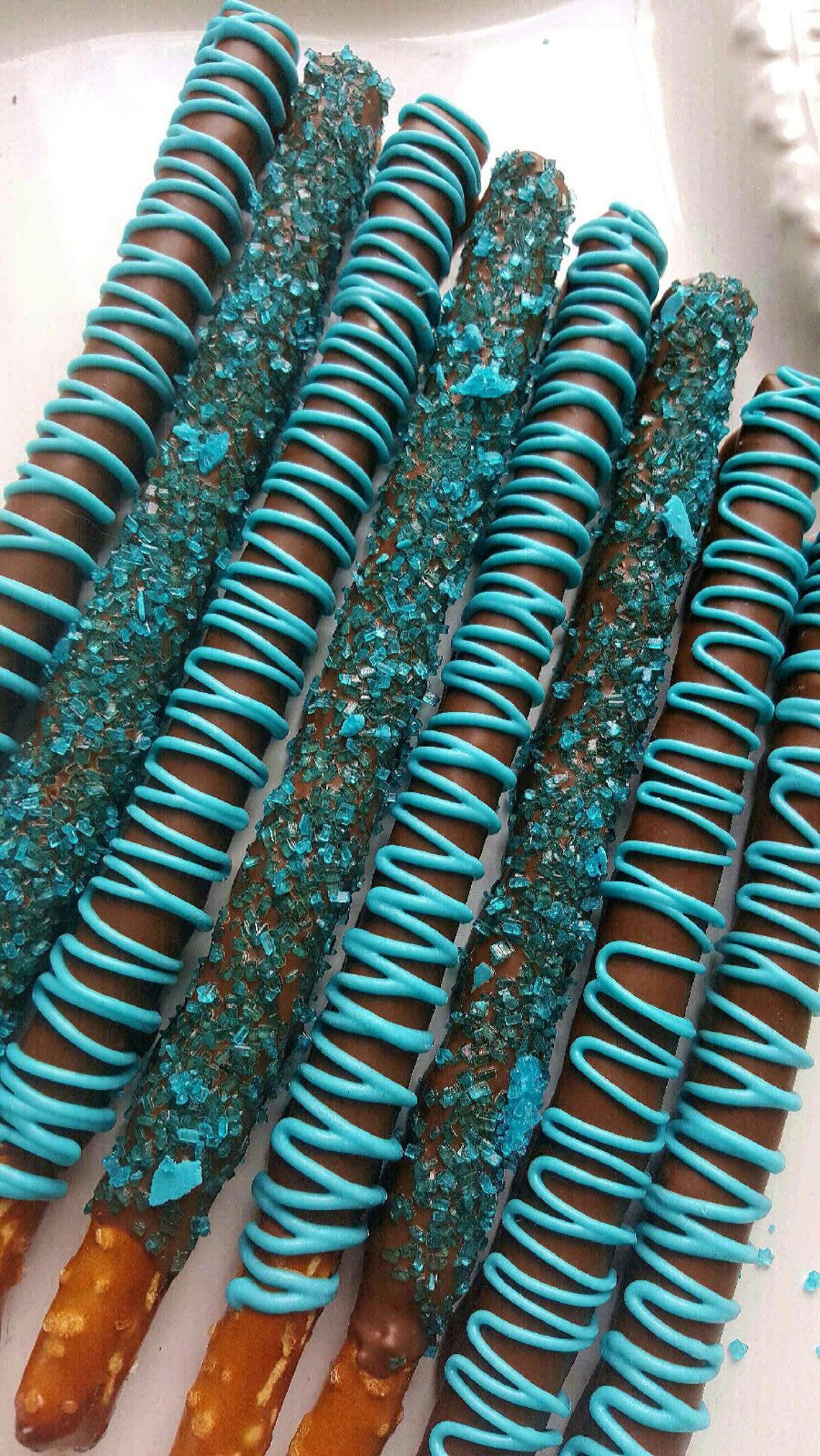 Gourmet Chocolate Covered Pretzels Teal Crystals and Decor - Etsy