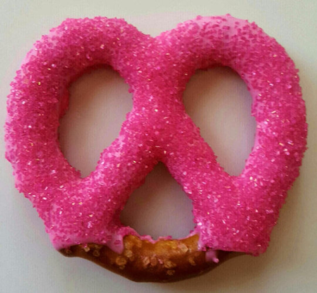 Gourmet White Chocolate Covered Pretzels! Pink Drizzle Decor! Baby ...