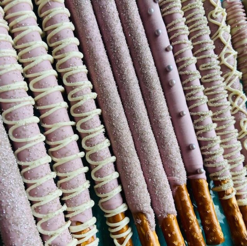 Gourmet Lavender Silver Chocolate Covered Pretzels Rods - Etsy