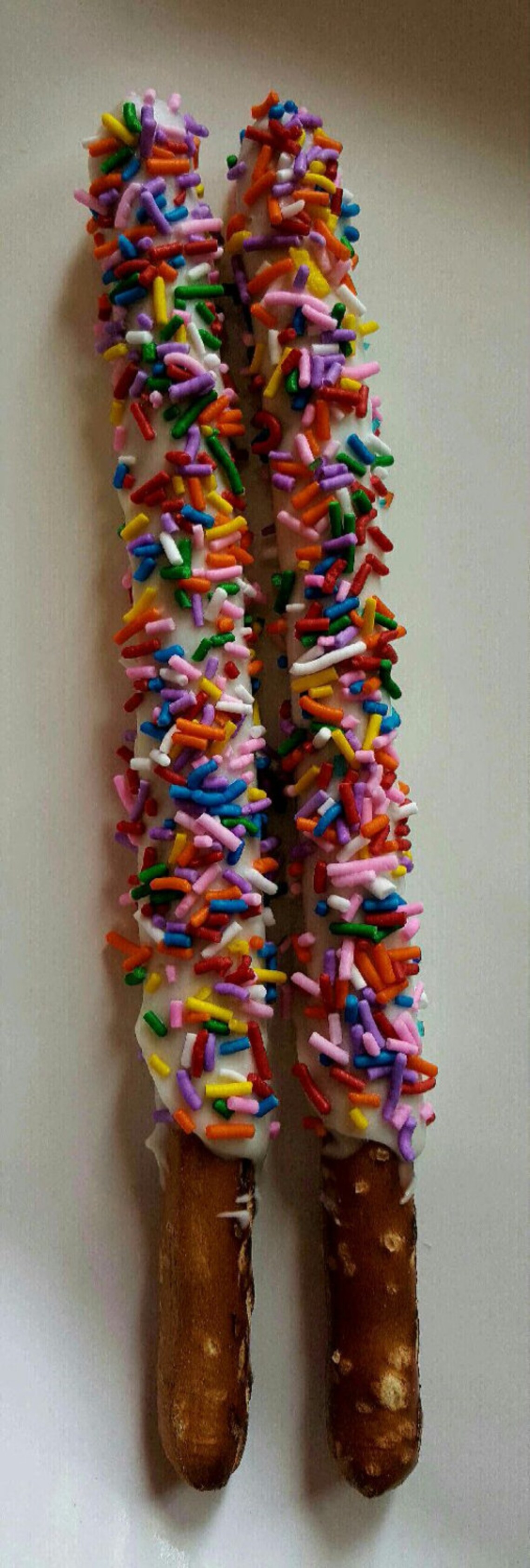 White Chocolate Covered Pretzels With Rainbow Sprinkle Decor! Perfect ...