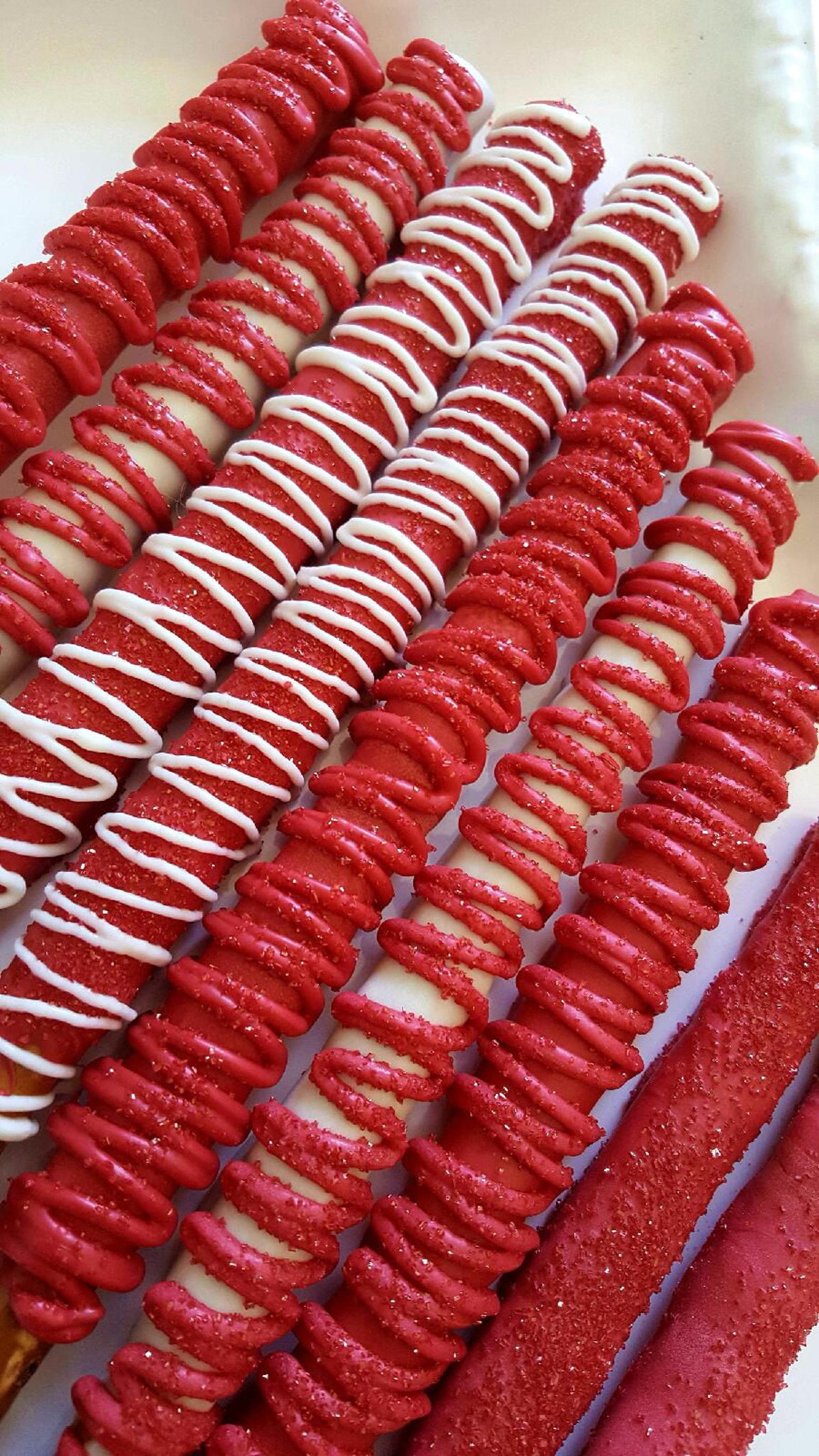 Gourmet Red and White and Chocolate Covered Pretzel Rods Valentines Day ...