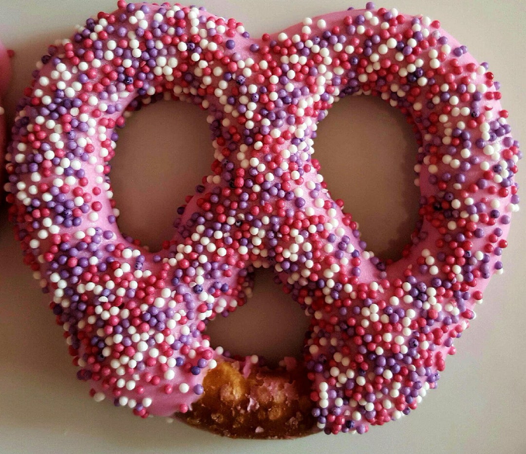 Gourmet Gift Box Chocolate Covered Pretzels! White Pink Chocolate ...