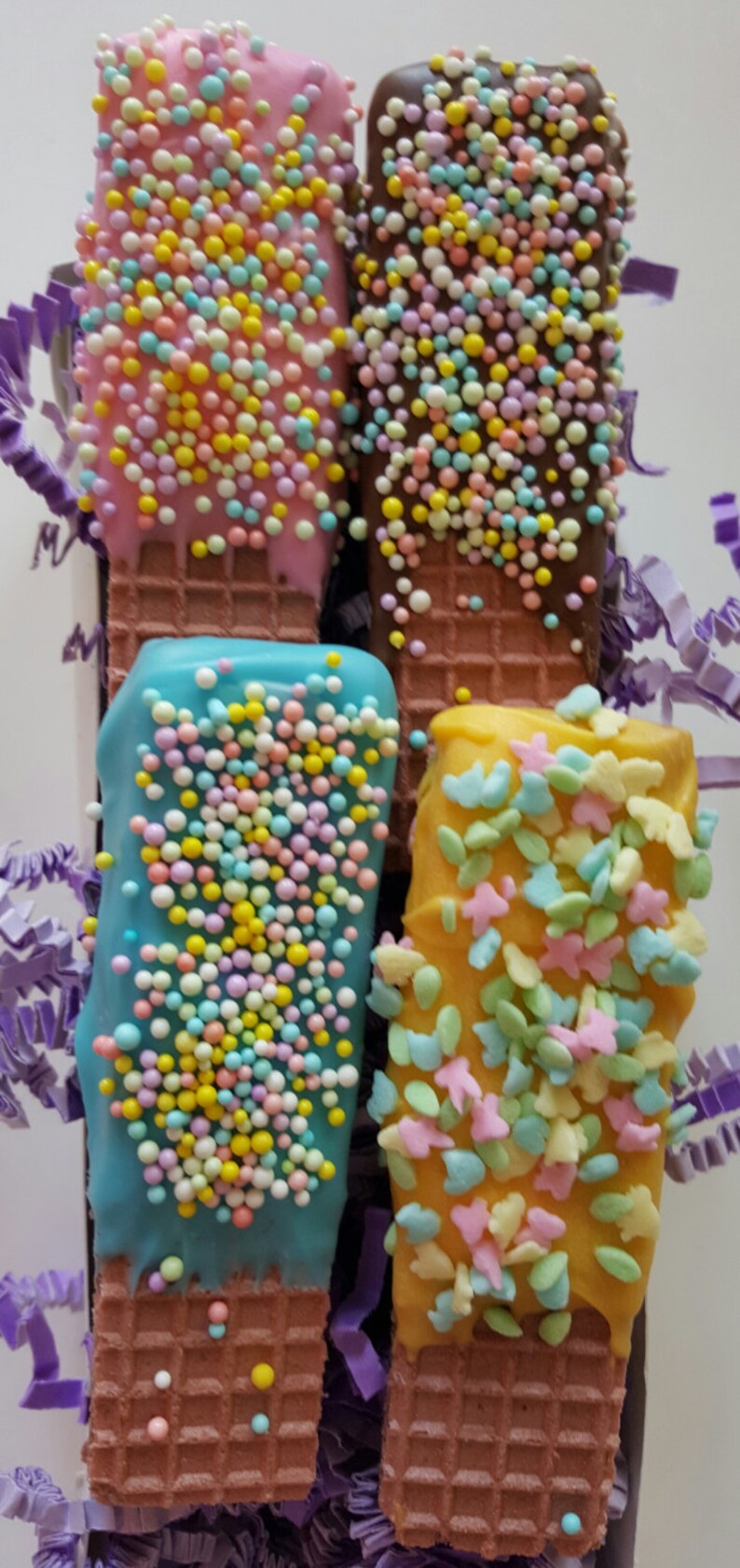 Gourmet Easter Box Chocolate Covered Wafer Sticks Decorated - Etsy