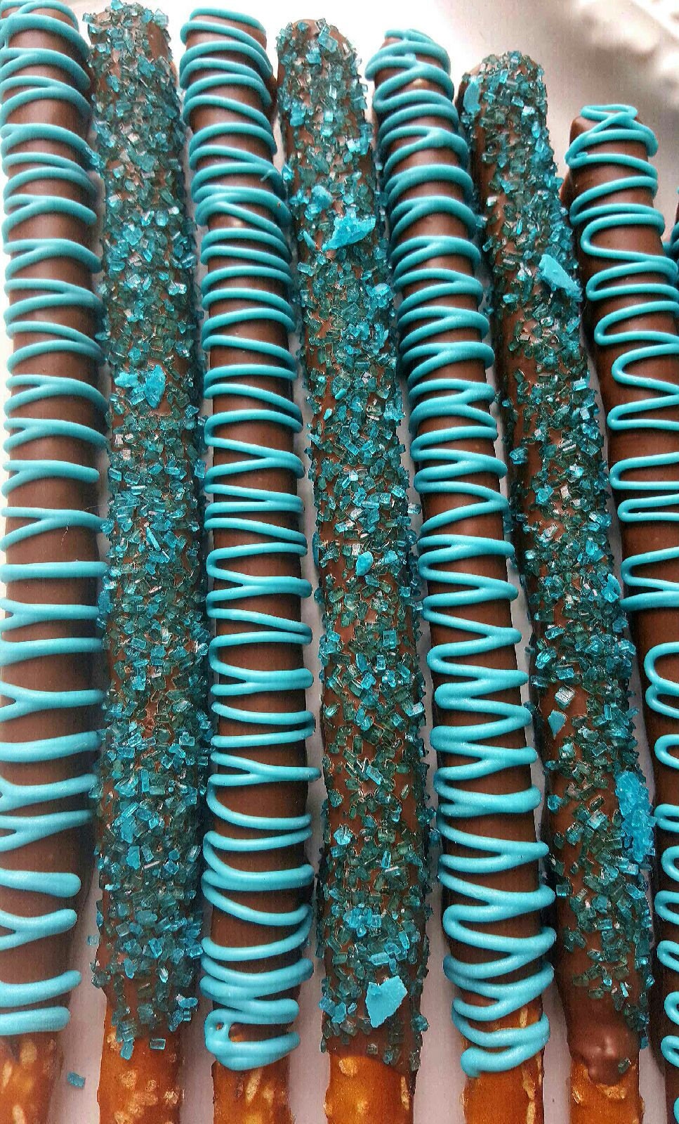 Gourmet Chocolate Covered Pretzels Teal Crystals and Decor | Etsy