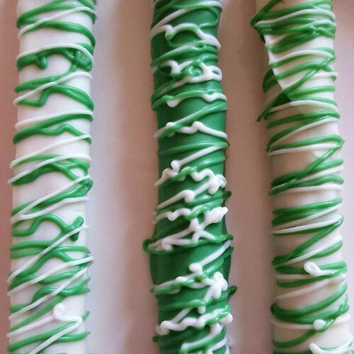 Chocolate Covered Pretzels Decorated in White and Green - Etsy