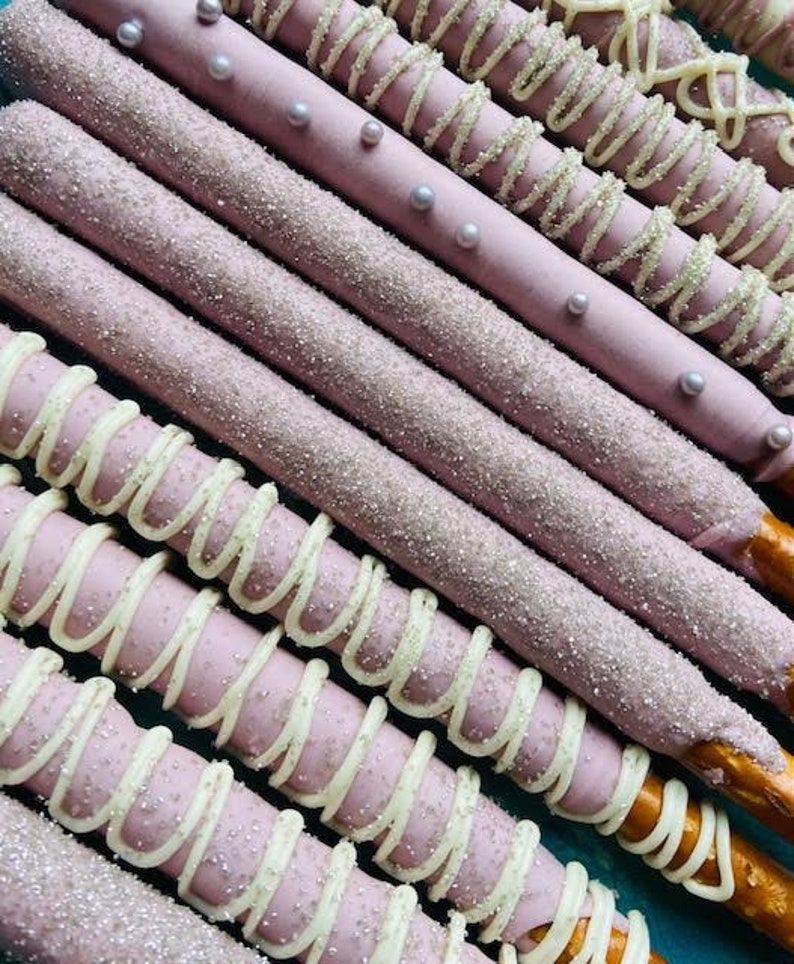 Gourmet Lavender Silver Chocolate Covered Pretzels Rods - Etsy