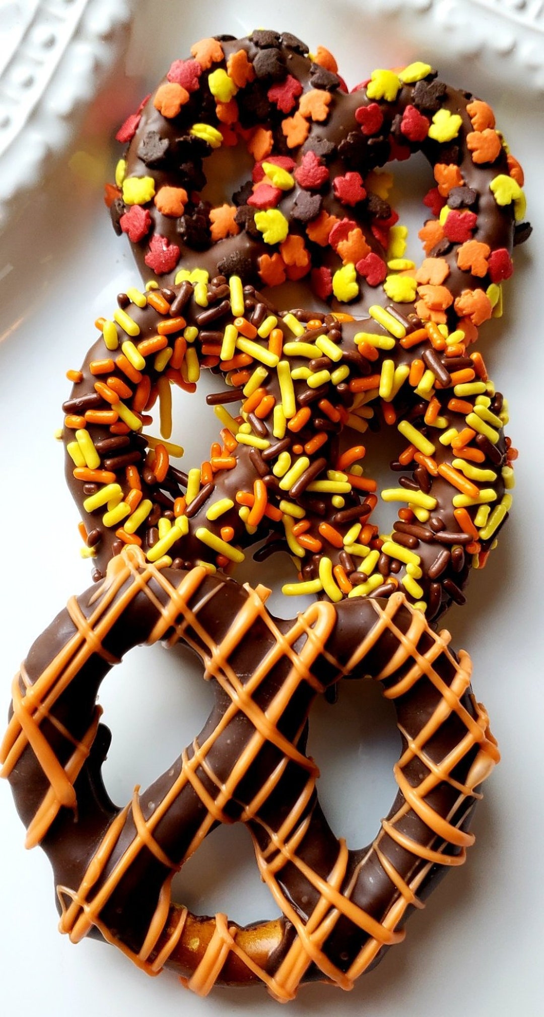 Gourmet Chocolate Covered Holiday Pretzels! Thanksgiving Autumn Fall ...
