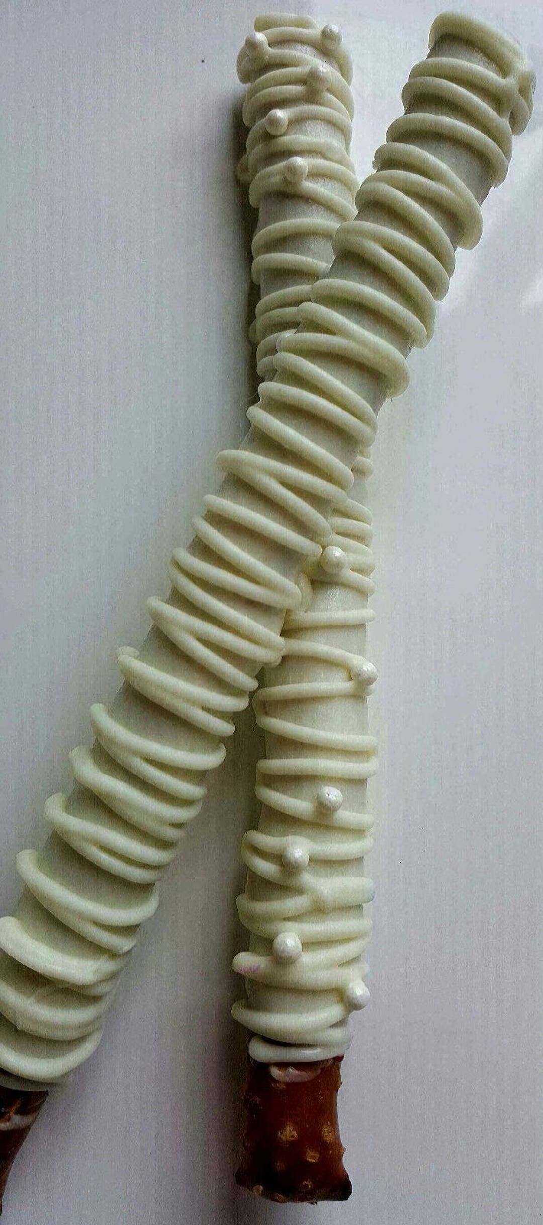 Chocolate Covered Pretzels Rods! All White With Pearls! Wedding Favor ...