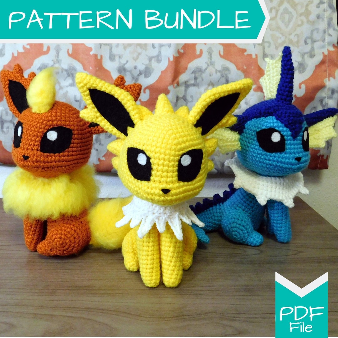 Crochet Pattern BUNDLE: Chibi Style Electric, Fire, Water Creature ...