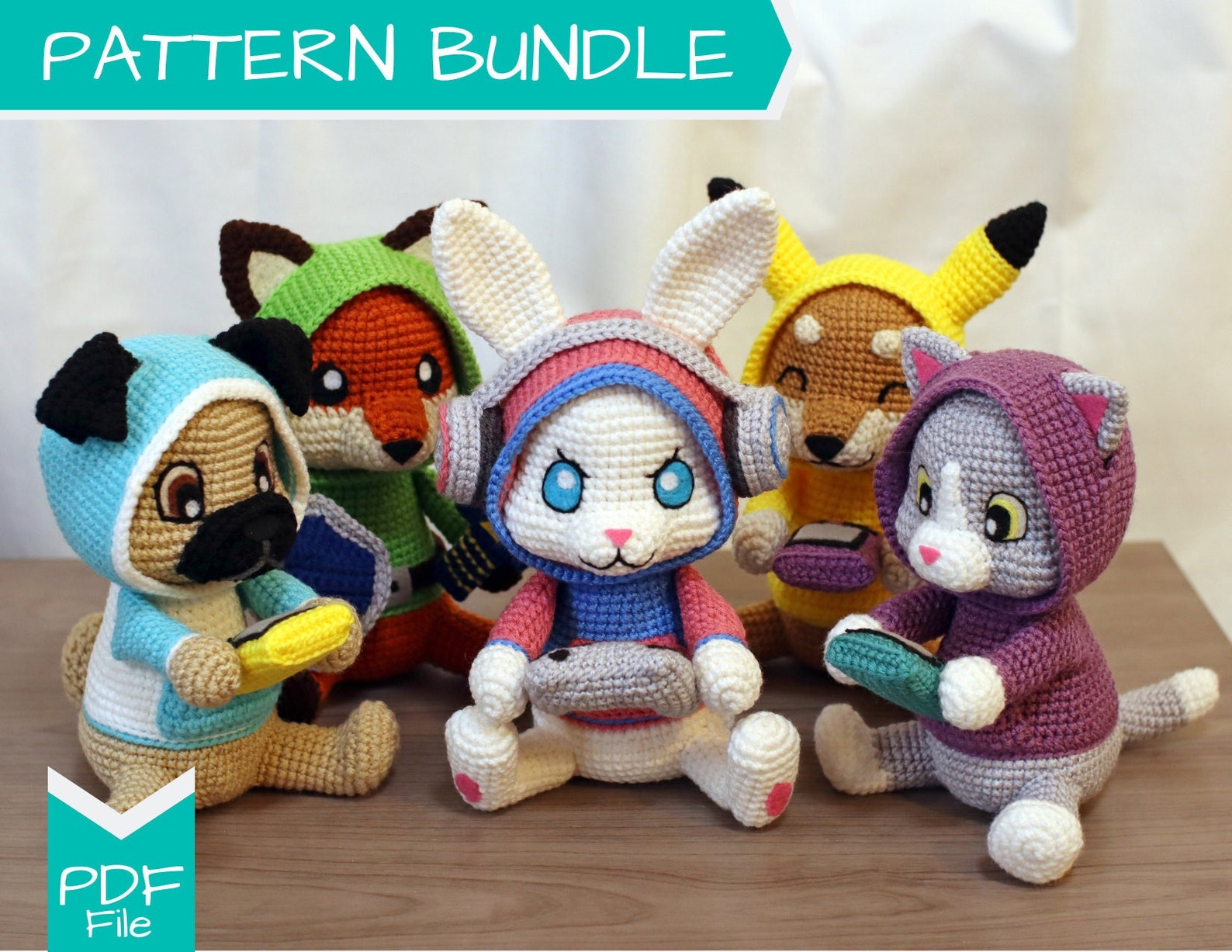 Crochet Pattern BUNDLE: Gamer and Cosplay Animal Pack ENGLISH PDF Files ...