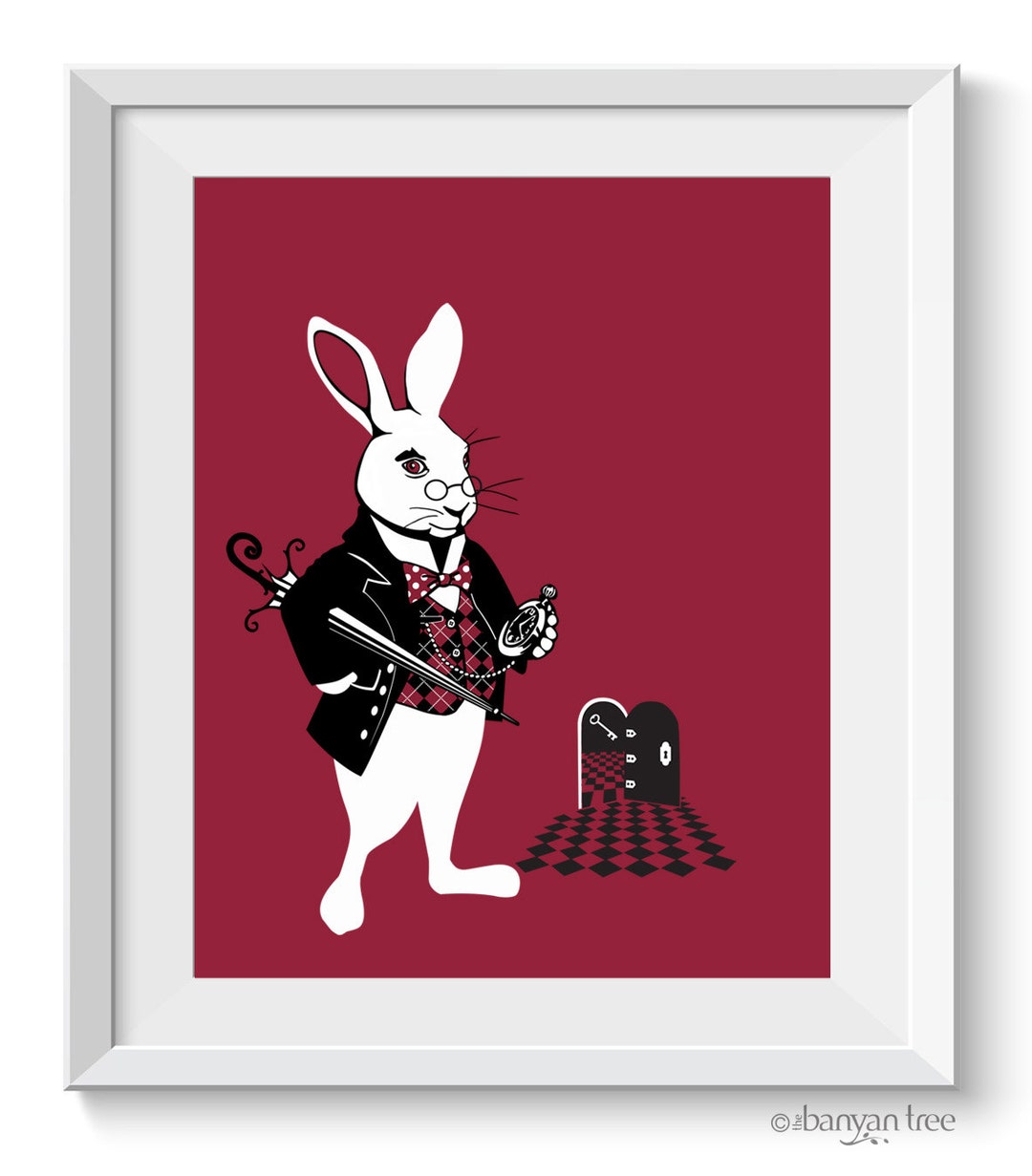 Alice in Wonderland Art Print, White Rabbit, Original Art, Literary Art ...