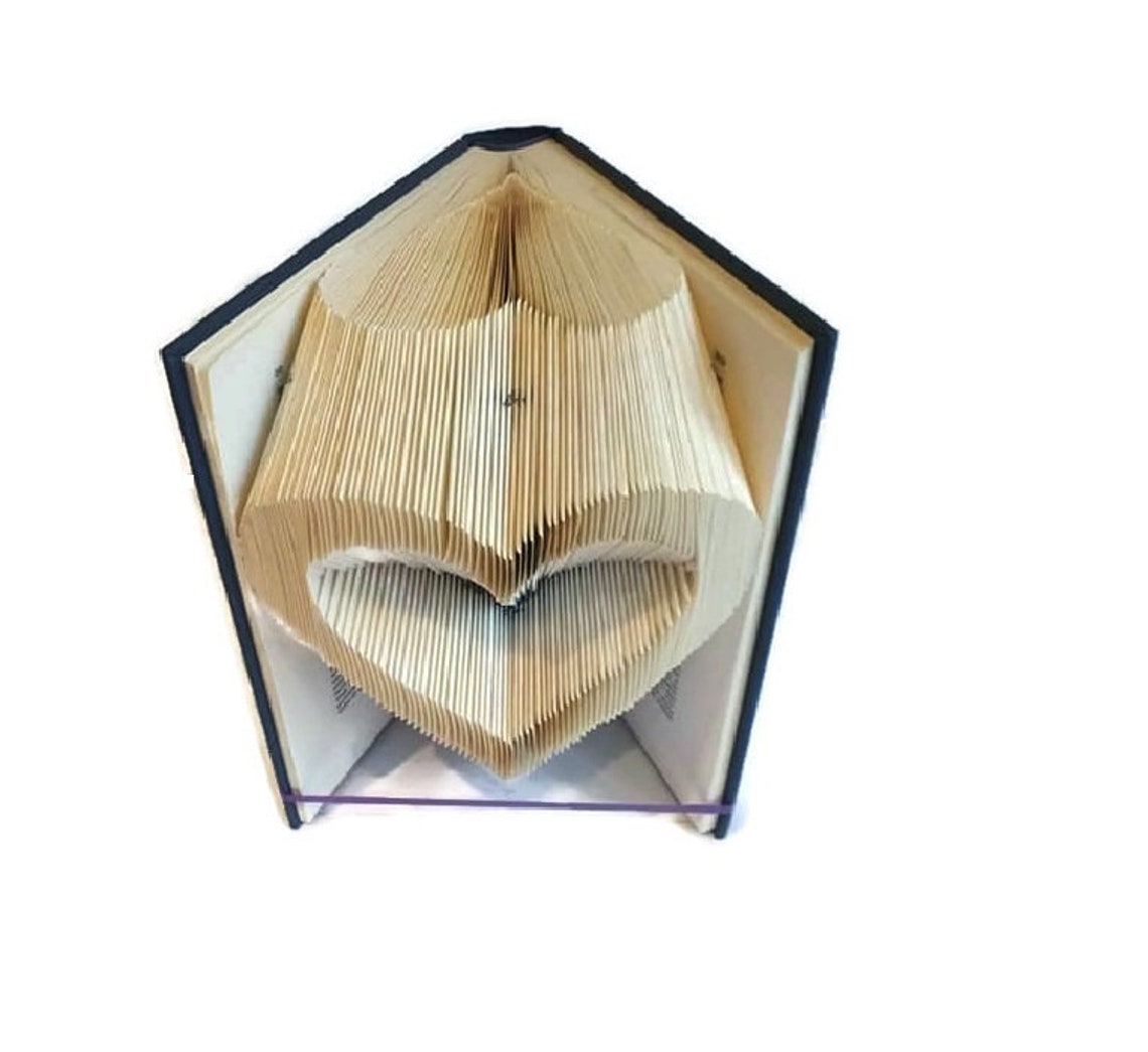 Heart book folding pattern Love heart outline. First | Etsy