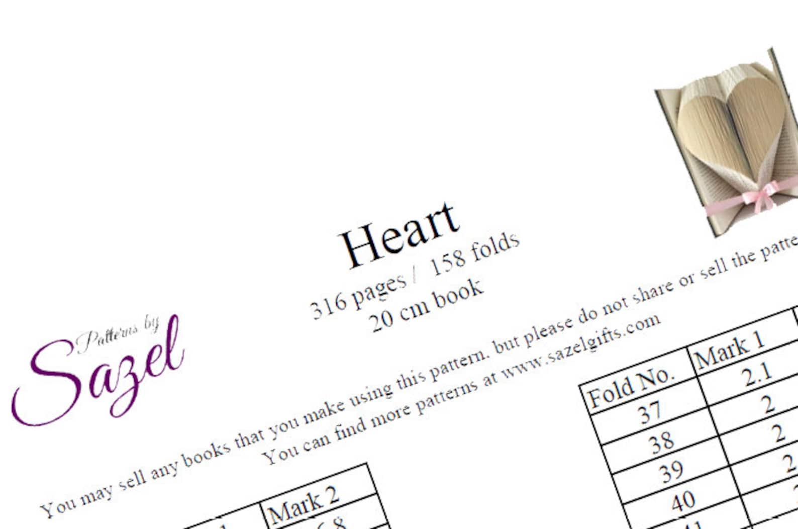 Heart Book Folding Pattern Love Heart for Valentines Day - Etsy