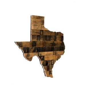 Texas Barrel Art. State of Texas Made From Reclaimed Bourbon Barrel ...