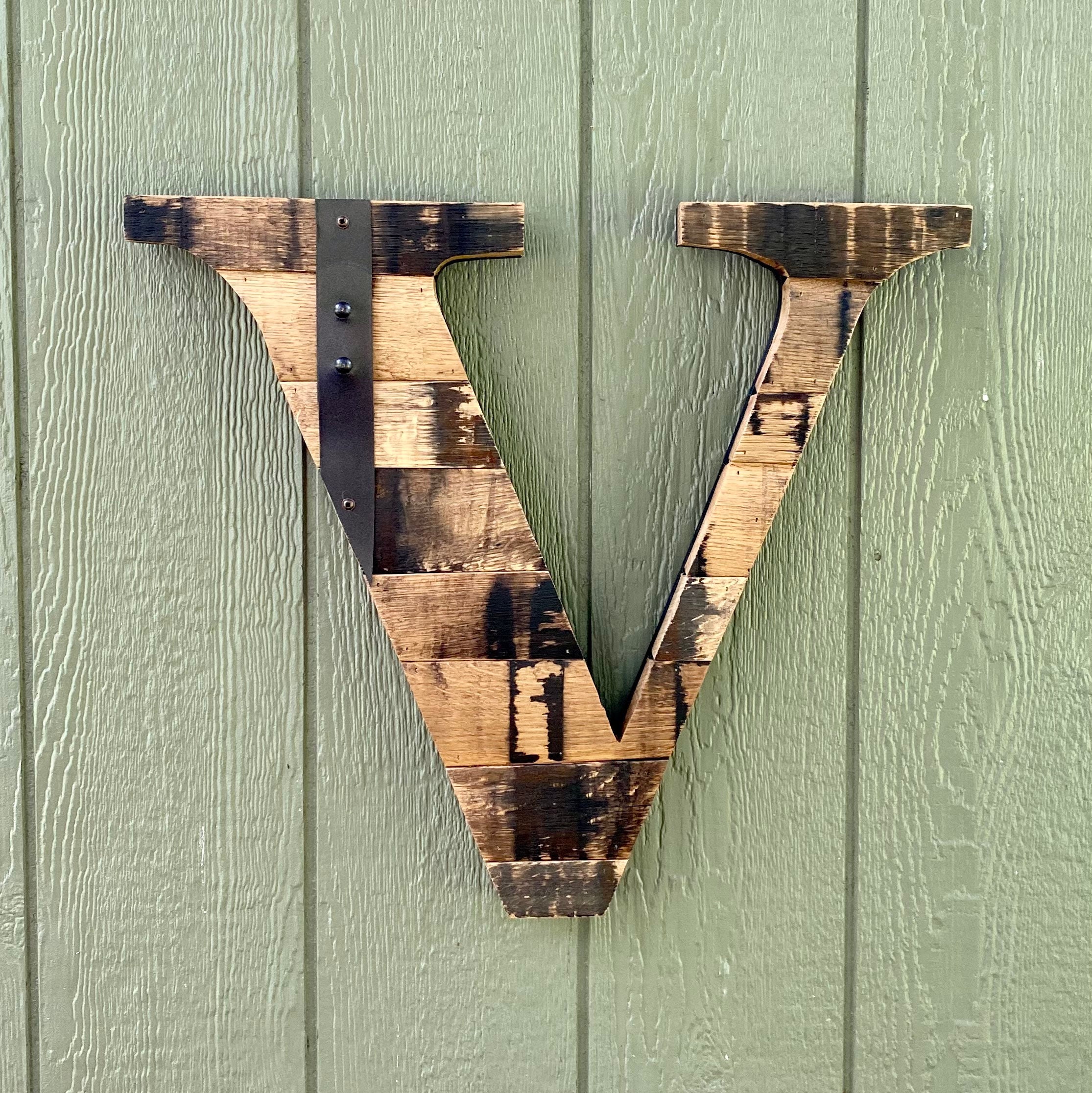 Wooden Letter V Made From Bourbon Barrels. Letter Signs. | Etsy