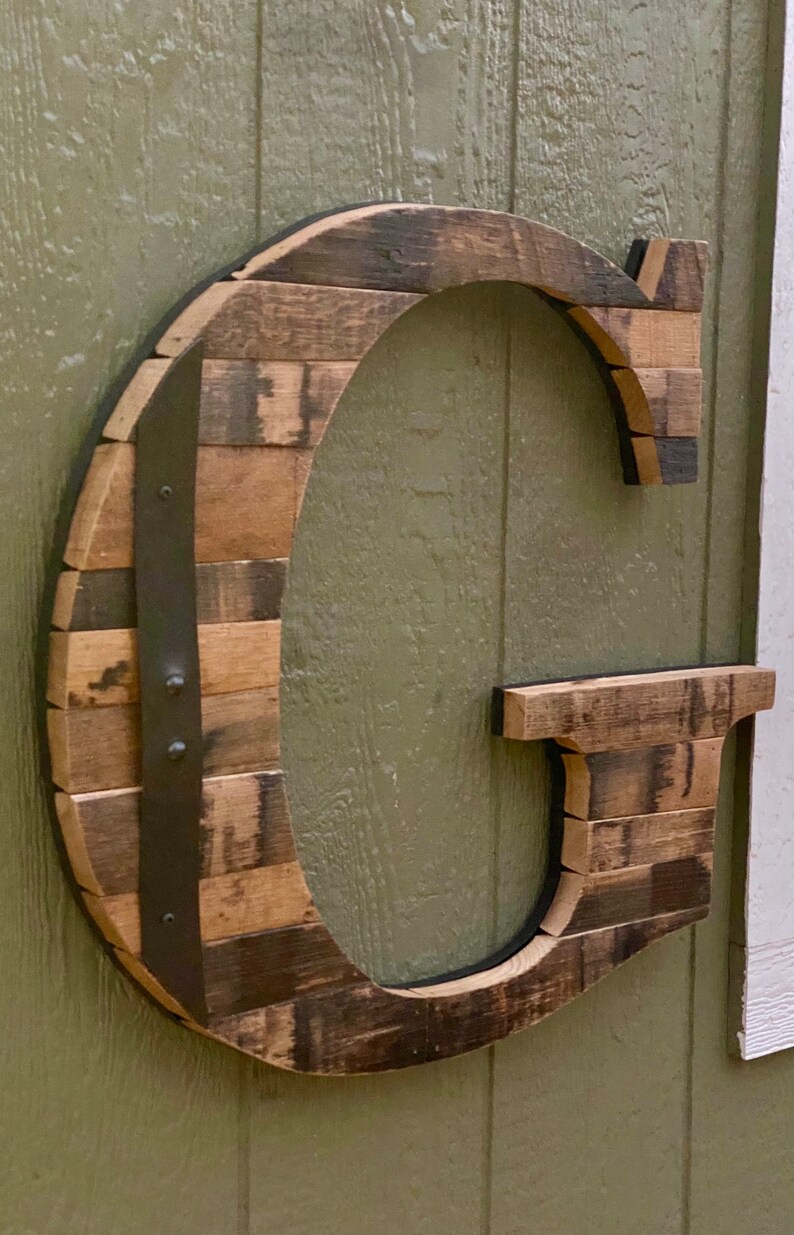 Wooden Letter G Made From Bourbon Barrels. Letter Signs. - Etsy
