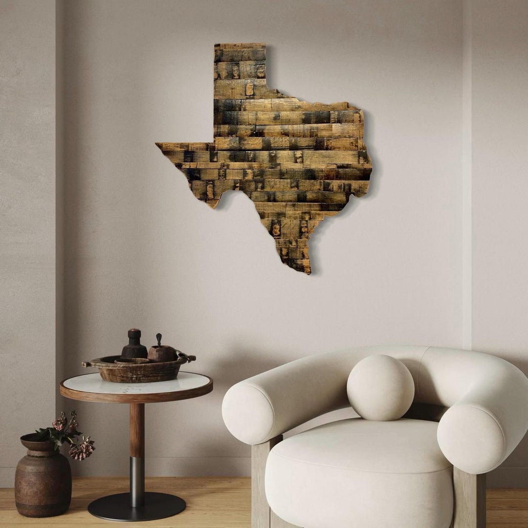 Texas Barrel Art. State of Texas Made From Reclaimed Bourbon Barrel ...