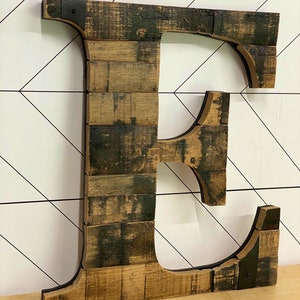 Wooden Letter E Made From Bourbon Barrels. Letter Signs. Alphabet Sign ...
