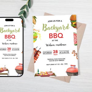 Editable BBQ Invitation Template | Canva Backyard Party Invite ...