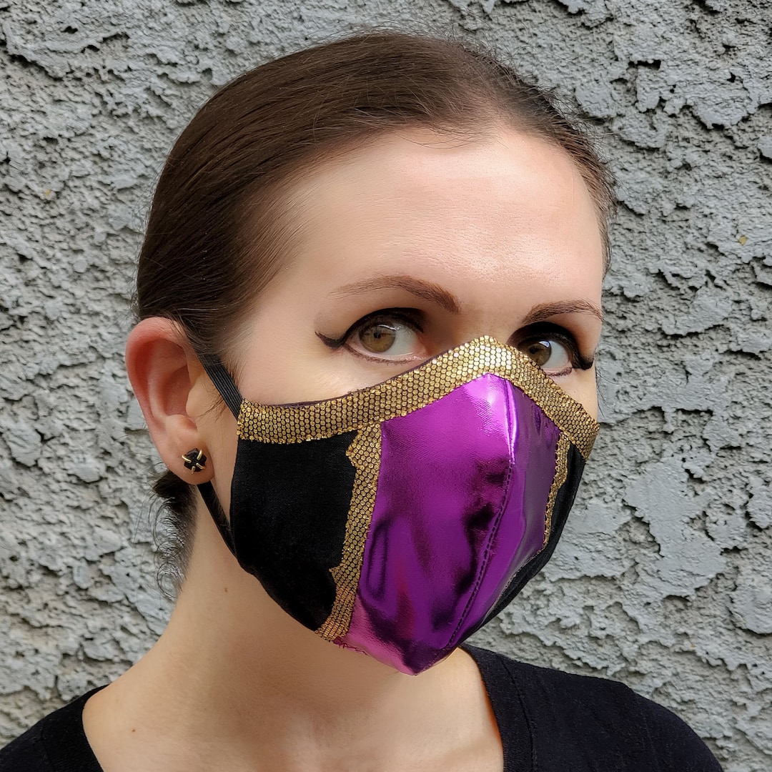 Face Mask~ Mortal Kombat Style~ Mileena~ Purple/magenta Metallic Mask ...