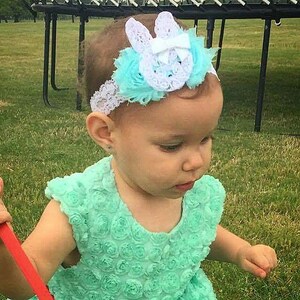 Easter Bunny Lace Headband Chiffon Flower Bunny Head Headband Custom ...