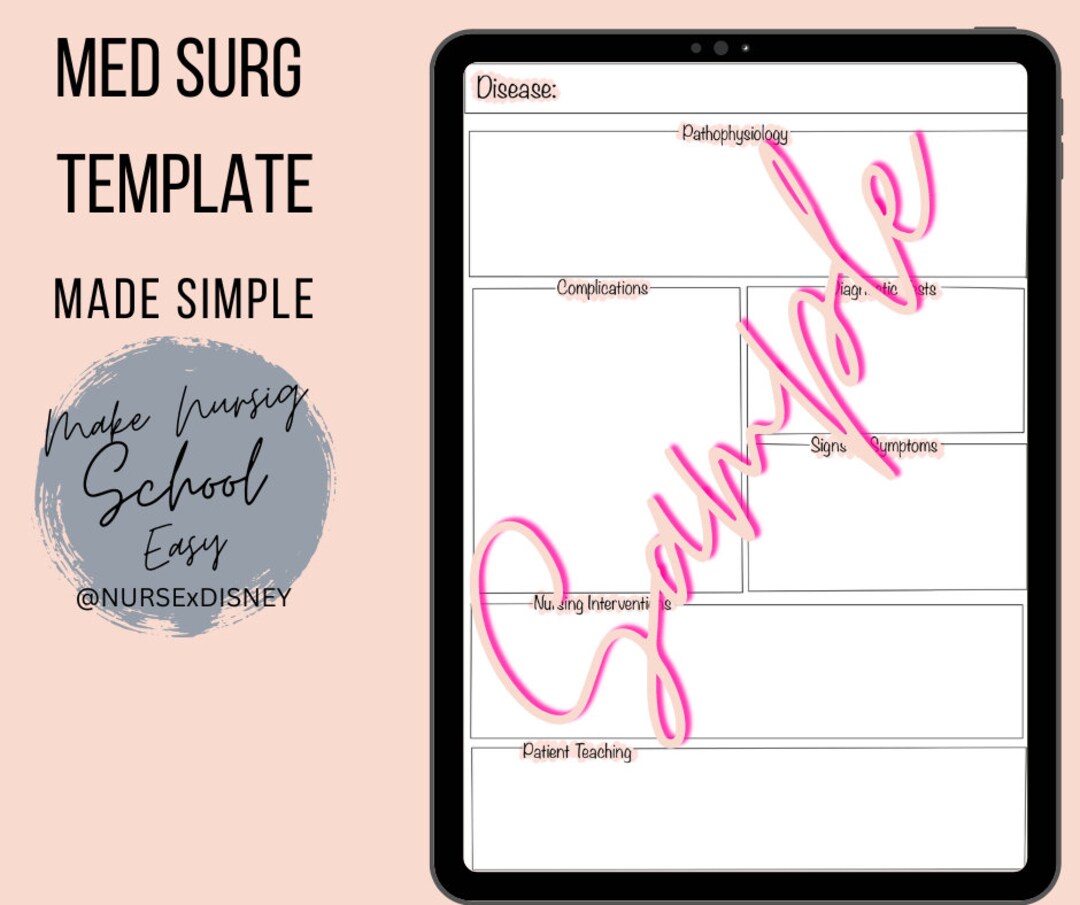 Digital Download Nursing Disease Template, Blank Nursing Note Sheet ...