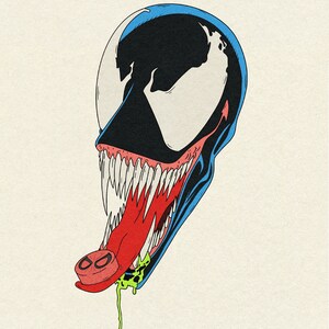 Venom Illustration - Comic Book Wall Art - Spiderman Pill - A4 & A3 ...