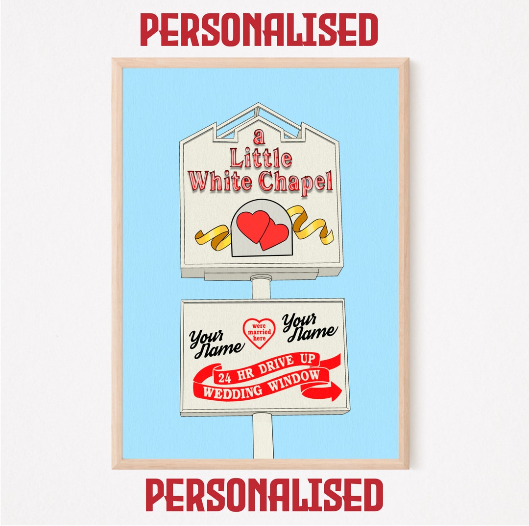 Personalized Las Vegas Wedding Sign: Little White Chapel Retro Art ...