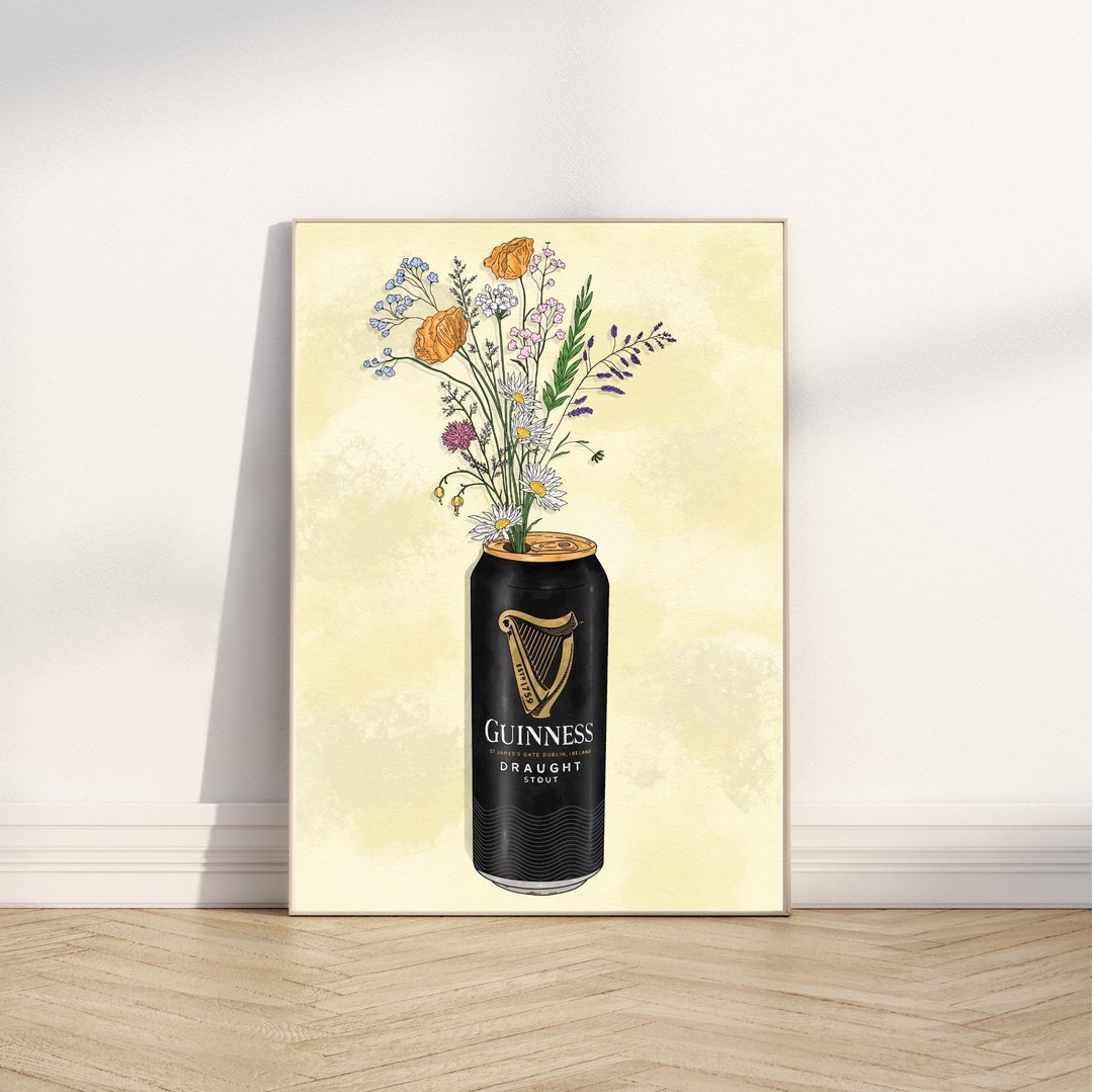Guinness Print Flowers - Wall Art Print - A4 & A3 Print Sizes - Gift ...