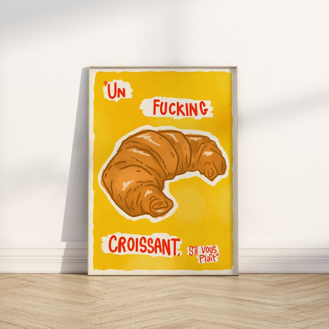 Croissant Illustration - Kitchen Print - Fun Food Poster - Etsy