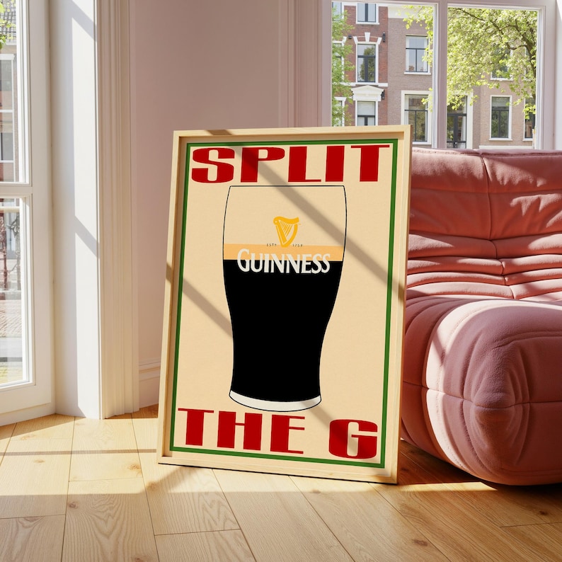 Retro Guinness Art Print: Irish Bar Decor, Split the G (unframed) - Etsy
