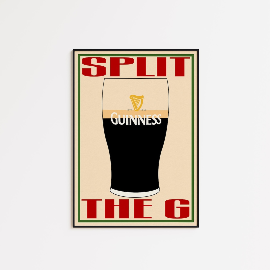 Retro Guinness Art Print: Irish Bar Decor, Split the G (unframed) - Etsy