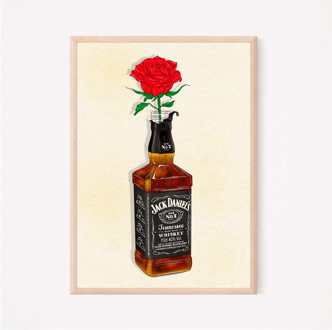 Jack Daniels and Rose Illustration - Flowers Plants - Wall Art Print ...