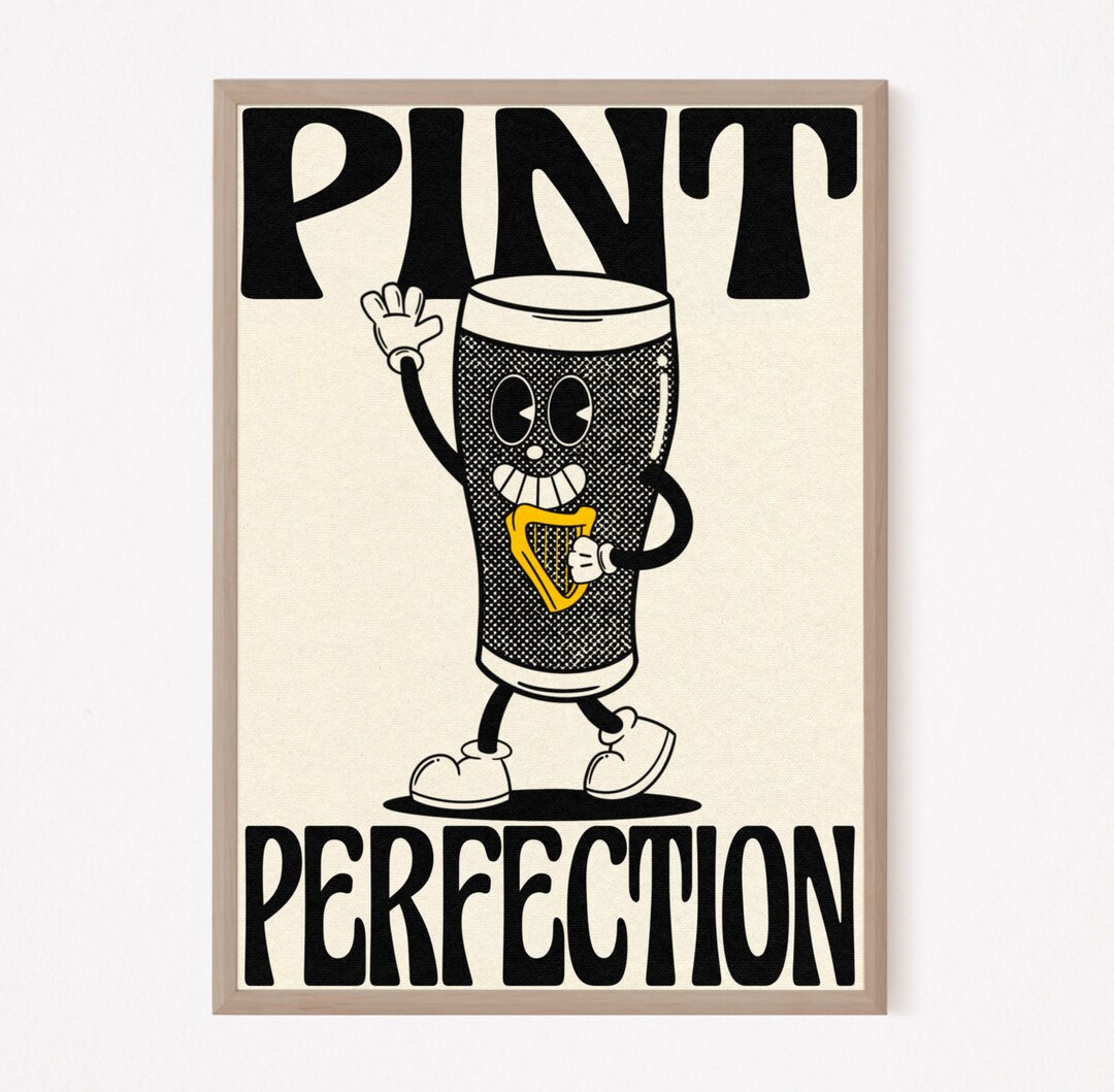 Cartoon Guinness Character A4 & A3 Print Sizes retro Wall Art Ireland ...