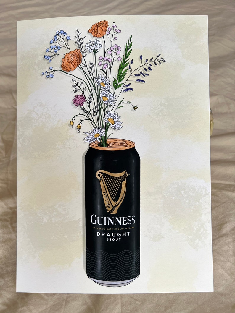 Guinness Print Flowers Wall Art Print A4 & A3 Print Sizes - Etsy