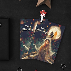 Yule Cards - Yule Blessings - Praying Witch - Pagan Christmas Card, Wiccan Card, Witchy Card ...