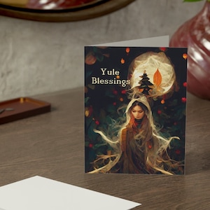 Yule Cards - Yule Blessings - Praying Witch - Pagan Christmas Card, Wiccan Card, Witchy Card ...