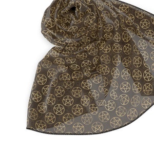 Brown & Gold Pentagram Veil | Head Scarf | Witchy Head Covering for ...