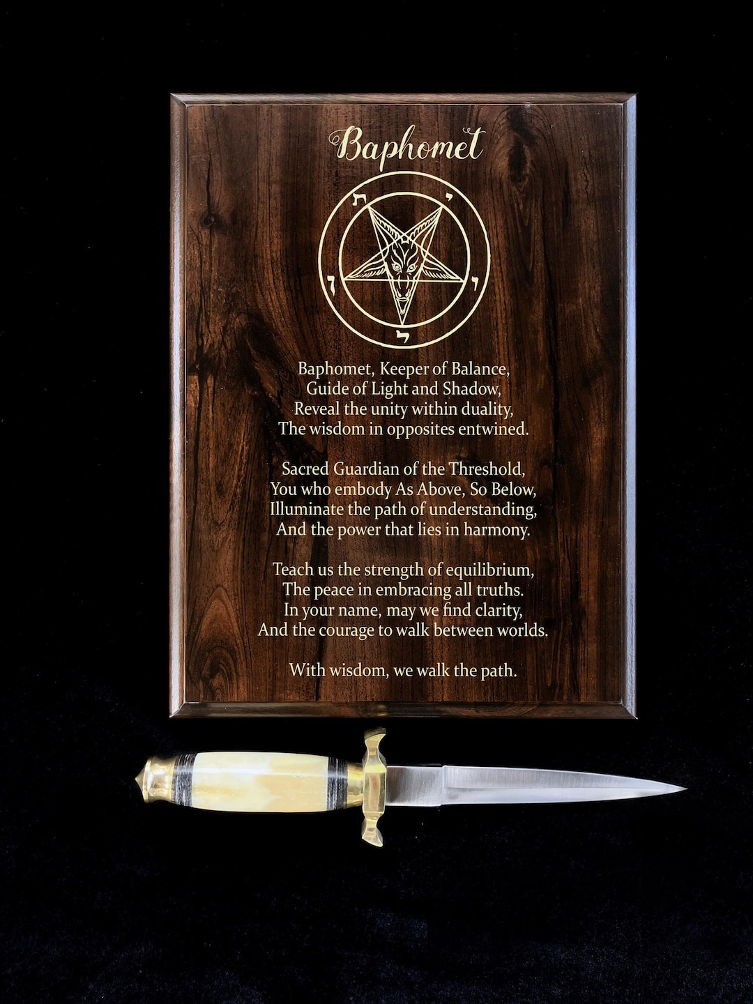 BAPHOMET Prayer Plaque | Wood Altar Decor | Pagan Wall Hanging ...