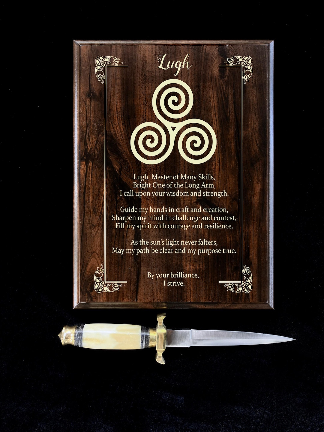 LUGH Invocation Prayer Plaque - God of Light and Skill Wooden Witchy ...