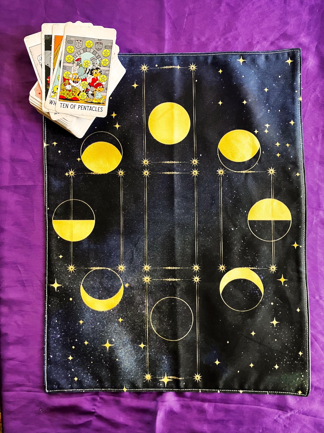 5 Card Spread Tarot Cloth - Night Sky Celestial Tarot Reading Mat ...