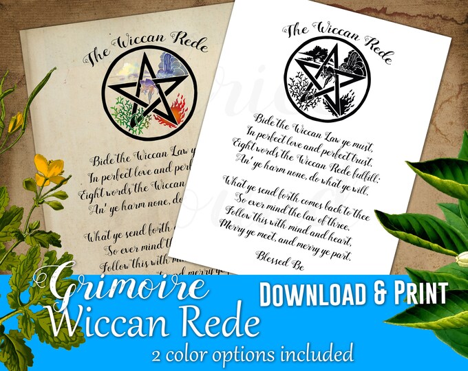 Wiccan Rede Printable Book of Shadows Grimoire Page - Etsy