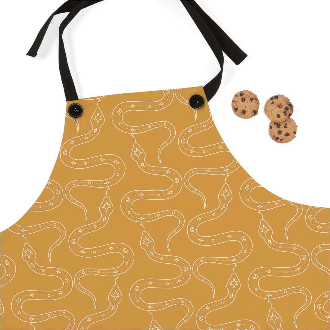 Kitchen Witch Apron Snakes Mystical Serpent Golden Yellow Apron Gold ...