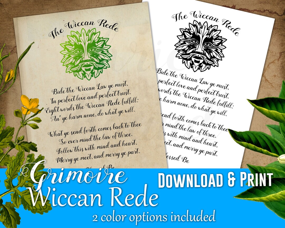 Wiccan Rede Printable – Greenman Grimoire Page (digital Download) - Etsy UK